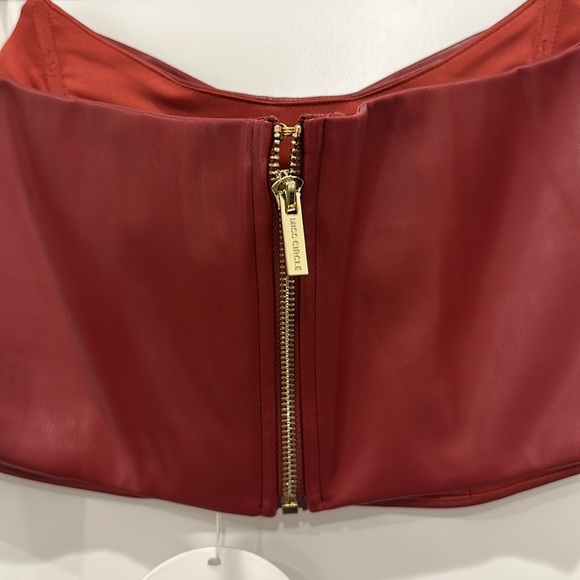 Miss Circle | Tops | Miss Cirlce Nwt Anja Burgundy Vegan Leather Boned ...